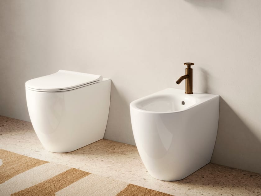 SFERA 50x35 Floor mounted back to wall bidet with overflow By CERAMICA ...