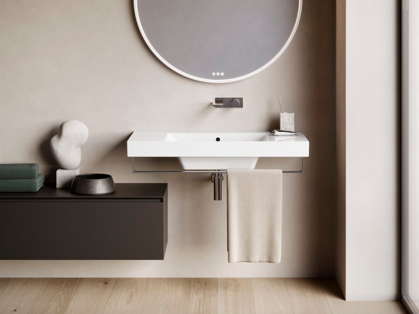 ZERO 125 Rectangular single washbasin with integrated countertop By ...
