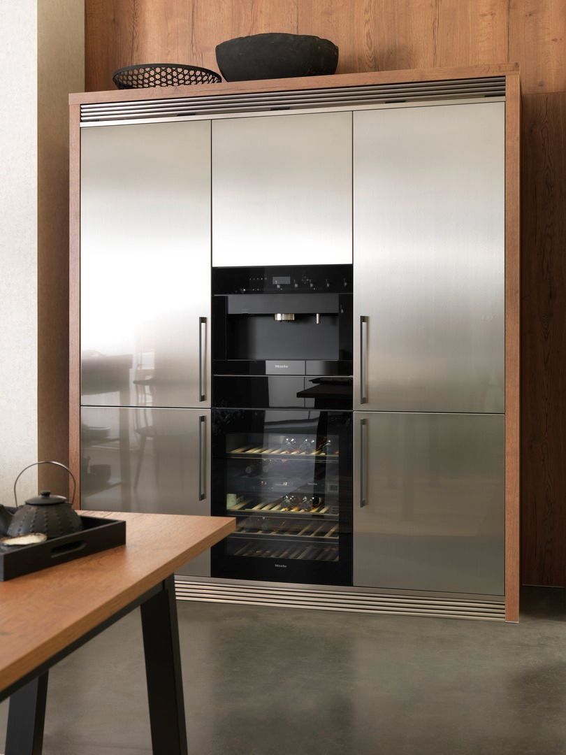 Steel and wood kitchen with island CHALET "GREEN TEA" By rational