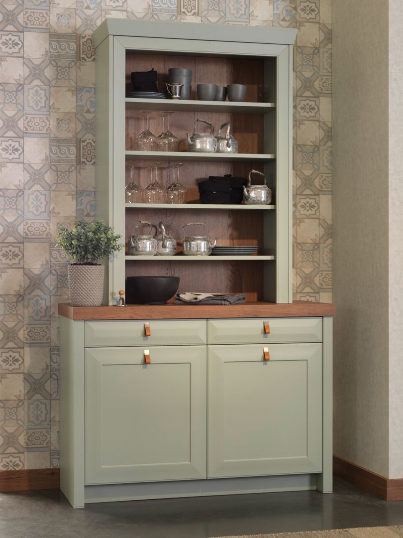 Steel and wood kitchen with island CHALET "GREEN TEA" By rational