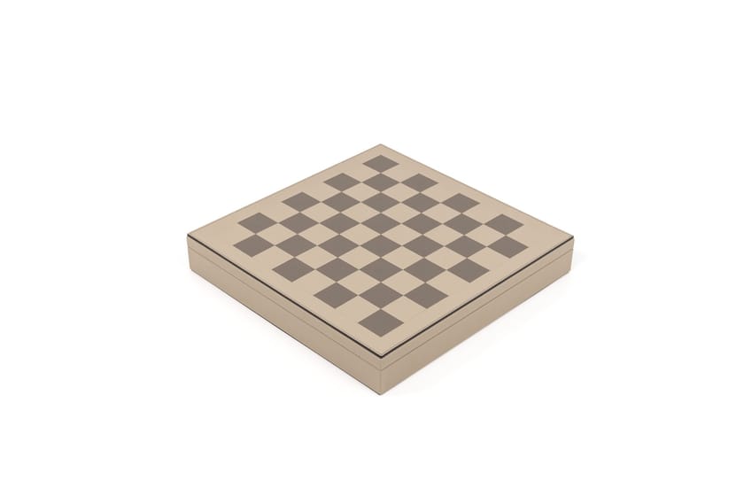 CHESS Table-top game in walnut and leather By Pinetti