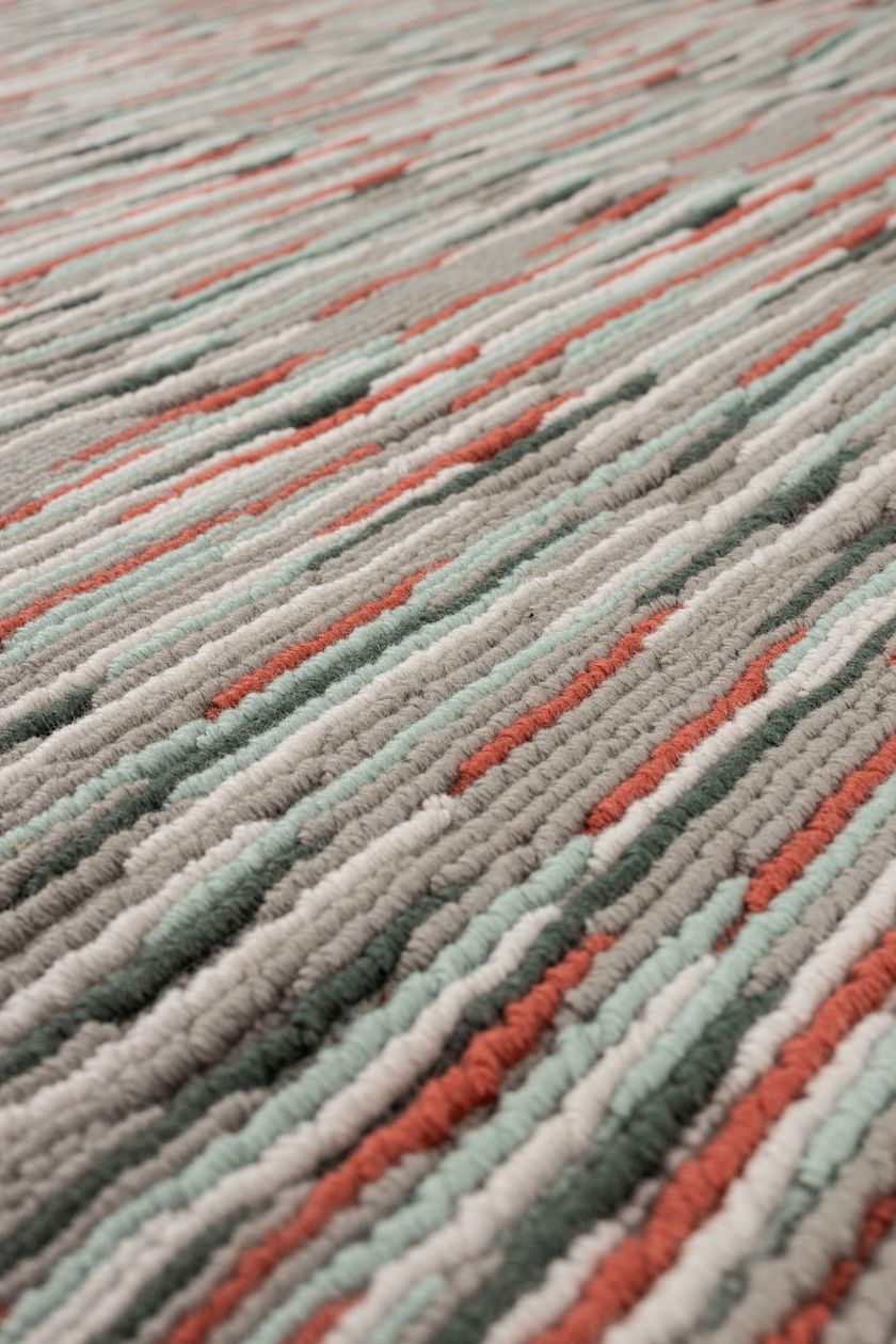 Rectangular striped wool rug CHORD By banne design Roos Soetekouw