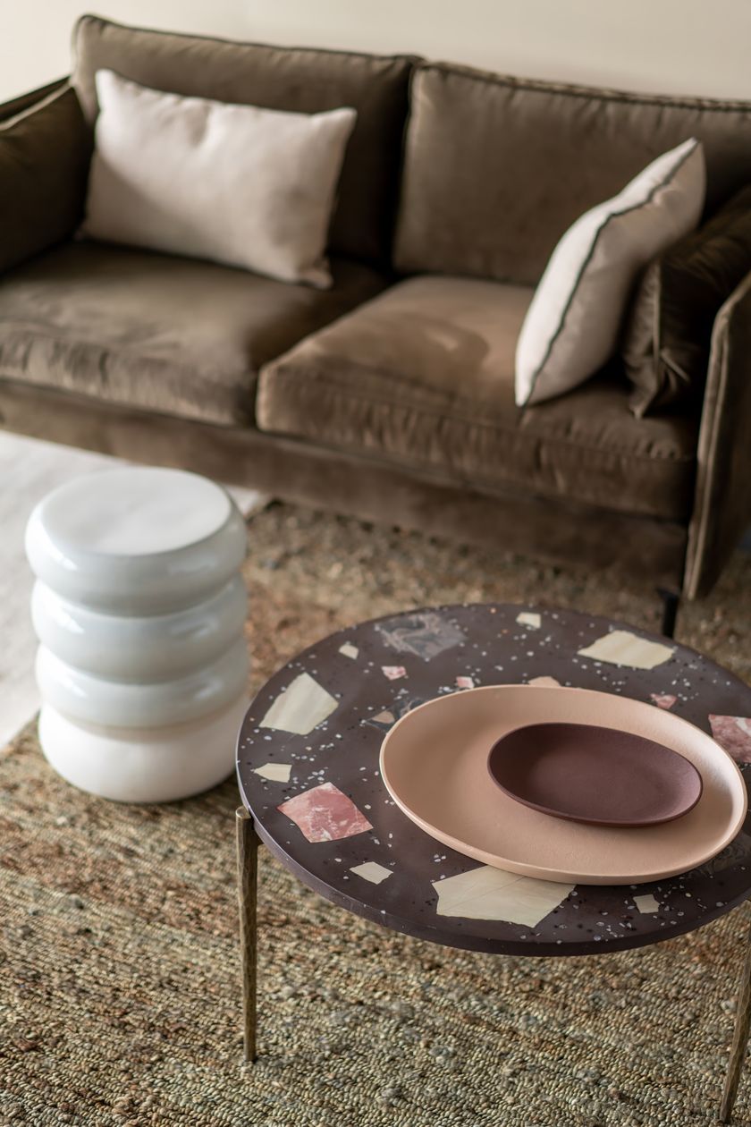 Low porcelain stoneware stool CHUBBY By Pols Potten
