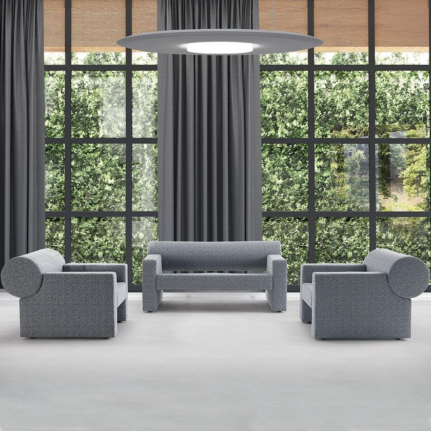 CILINDRO Acoustic fabric armchair with armrests By Caimi Brevetti ...
