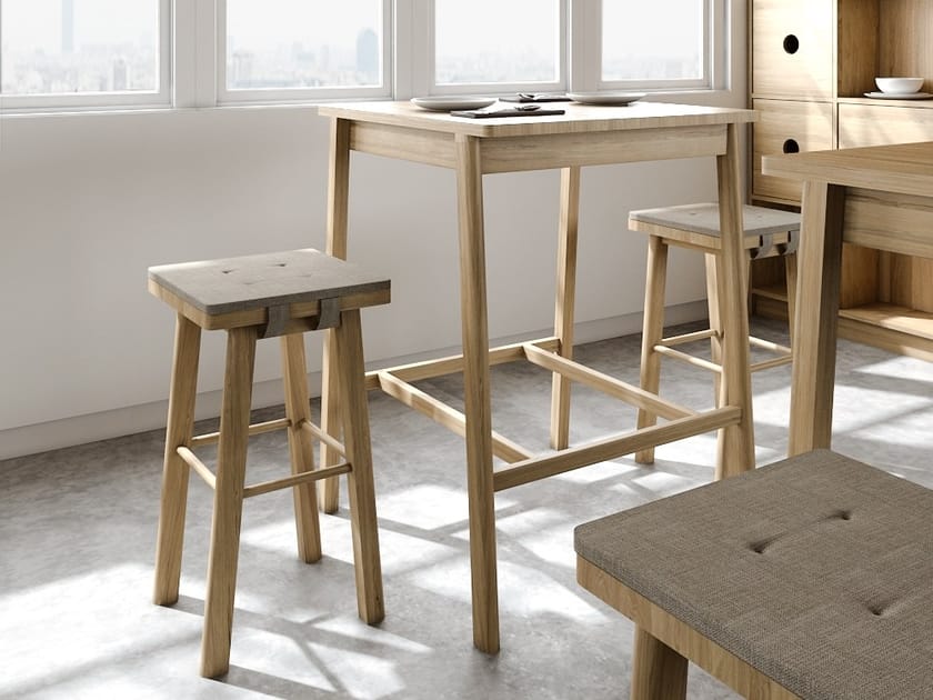 CIRCA17 Square solid wood high table By KARPENTER | design Hugues Revuelta
