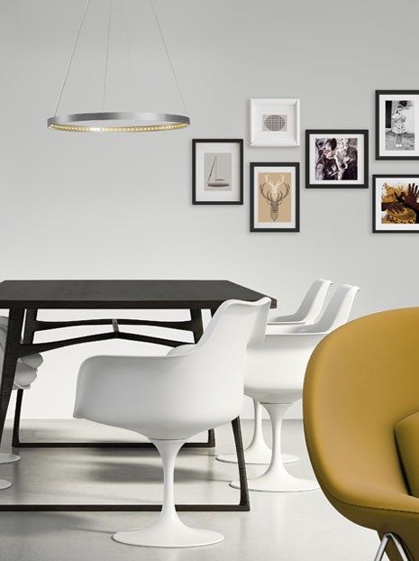 LED direct-indirect light adjustable steel pendant lamp CIRCLE 60 By Le ...