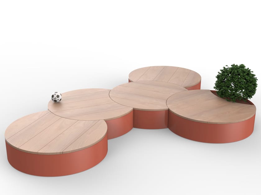 CIRCUS Round Sectional steel and wood bench with Integrated Planter By ...