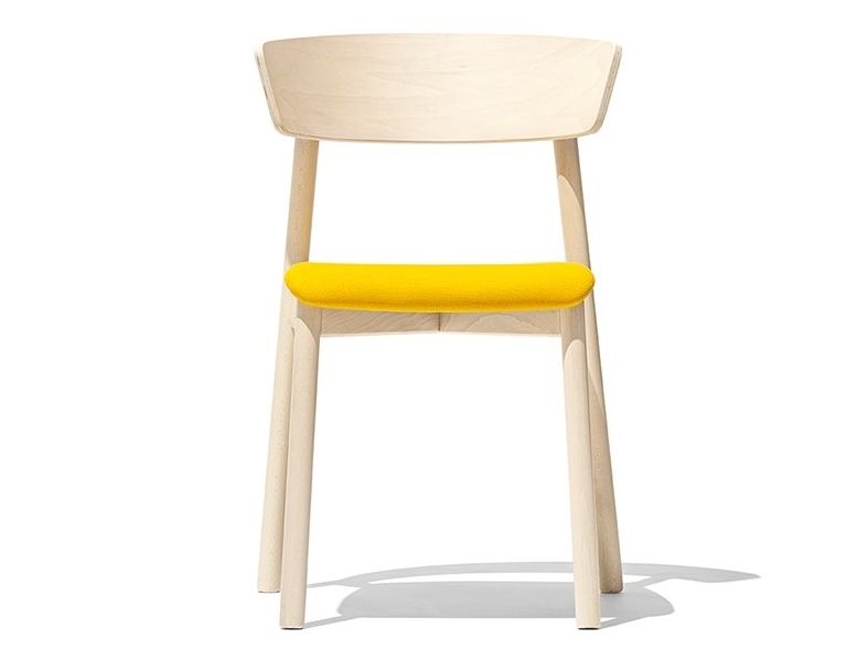 CLELIA Stackable beech chair with integrated cushion By Connubia