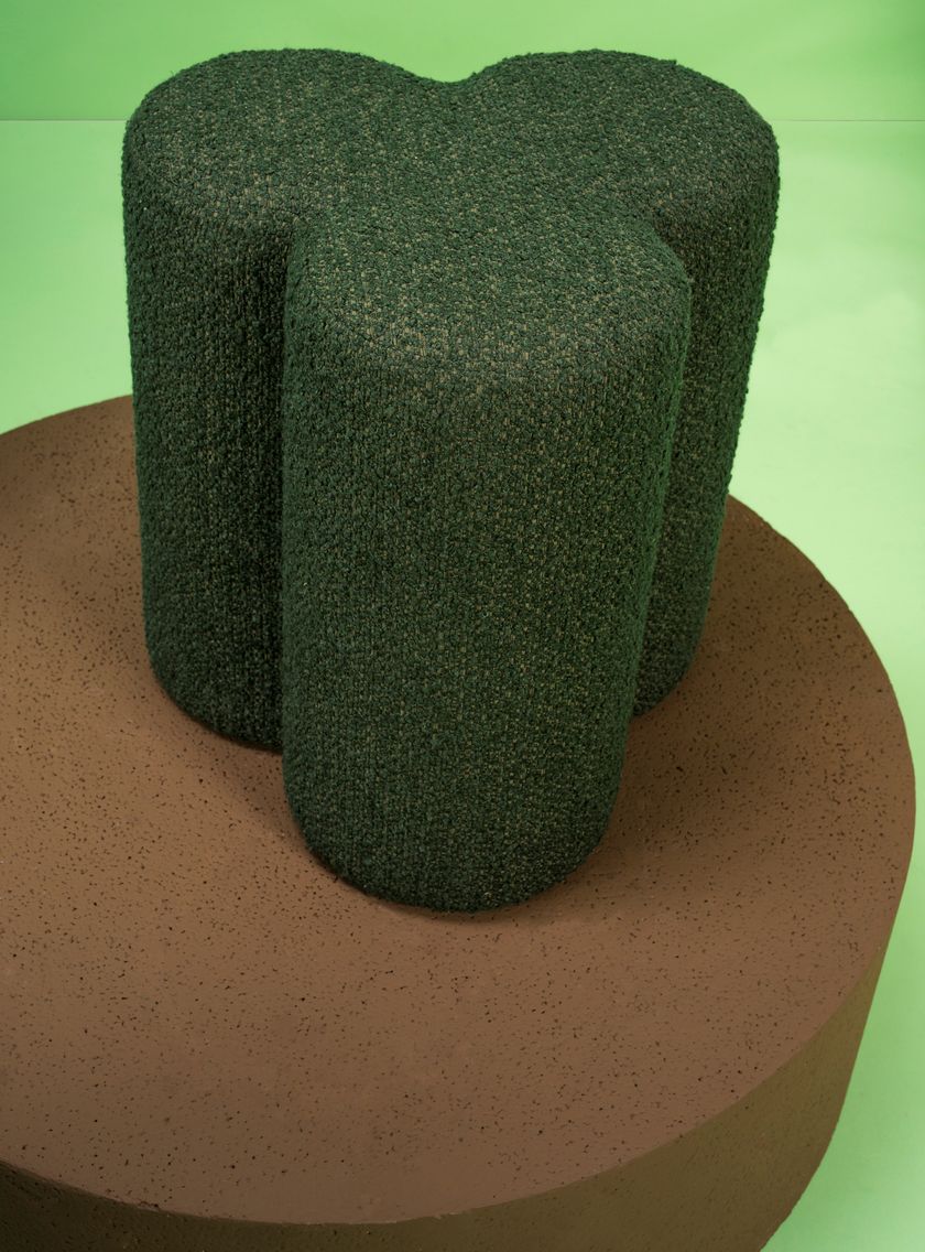 Low polyester stool with fire retardant padding CLOVER By Pols Potten