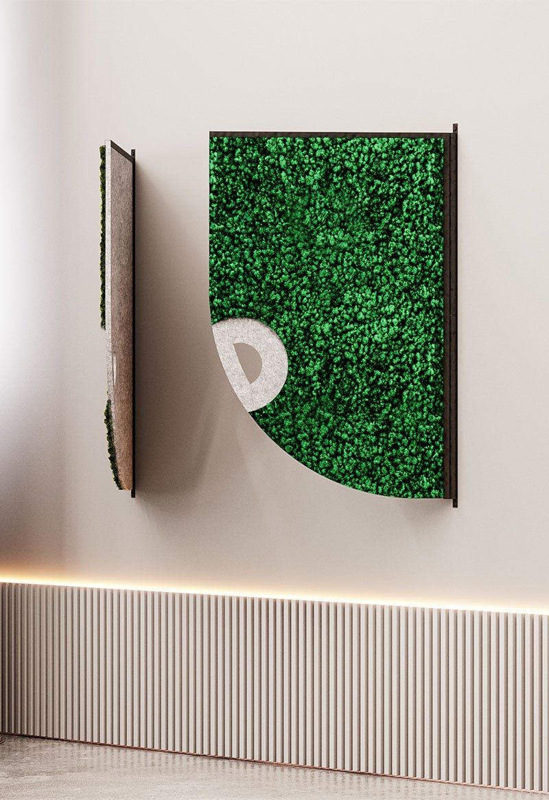 Sound absorbing Moss office screen COMMA By GREEN MOOD
