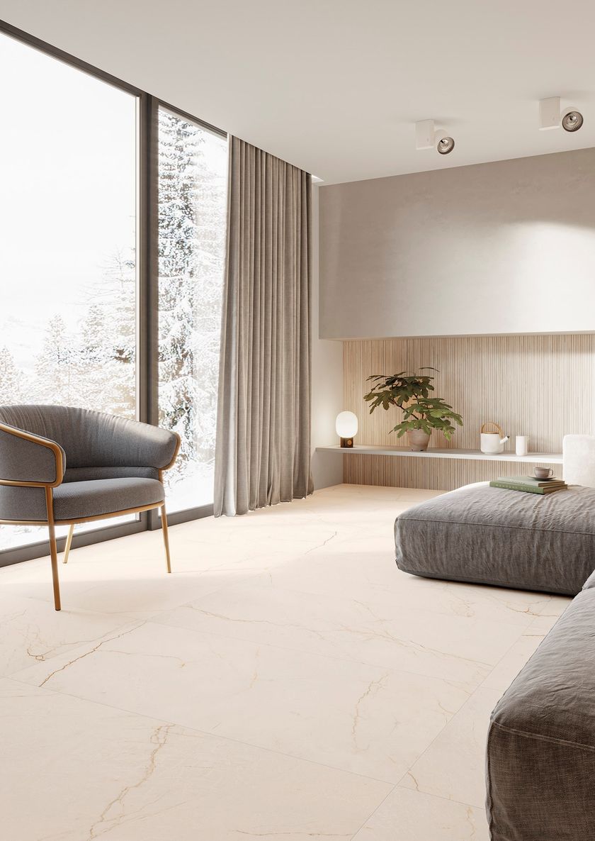 Glazed porcelain stoneware wall/floor tiles with marble effect CREMA ...