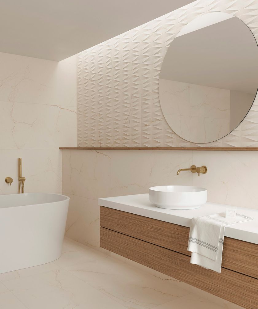 Glazed porcelain stoneware wall/floor tiles with marble effect CREMA ...