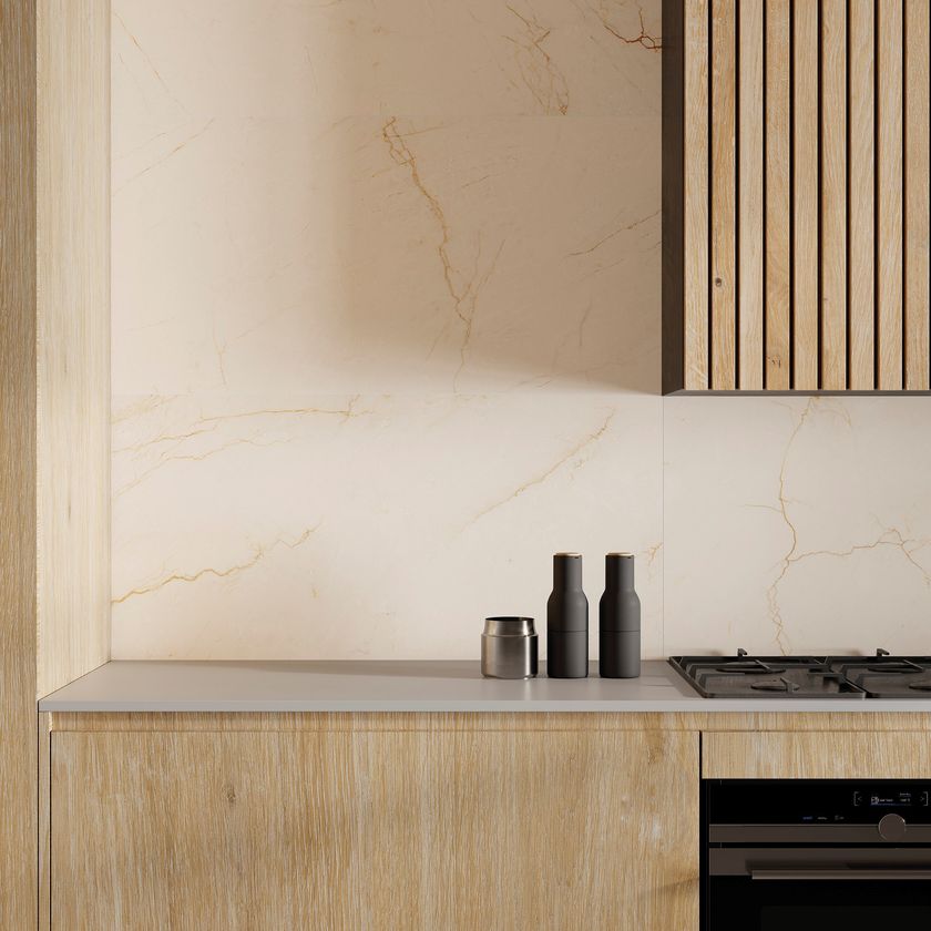 Glazed porcelain stoneware wall/floor tiles with marble effect CREMA ...