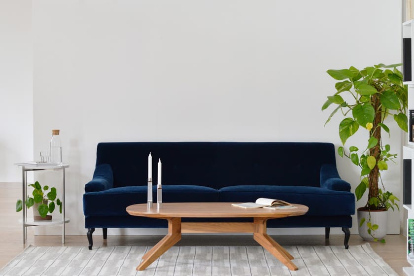 CROSS Oval oak coffee table By Case | design Matthew Hilton