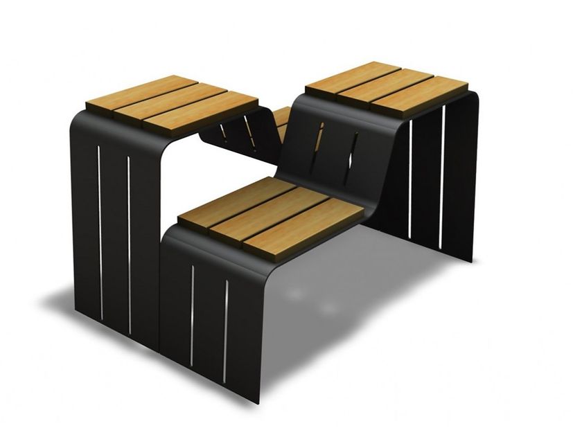 CRYOU | Steel and wood Bench By Euroform W