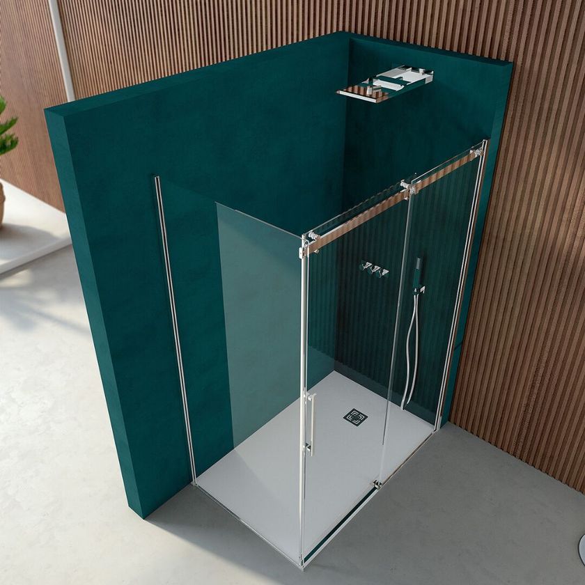 ANNA A.FS+L Corner glass and steel shower cabin with sliding door By ...