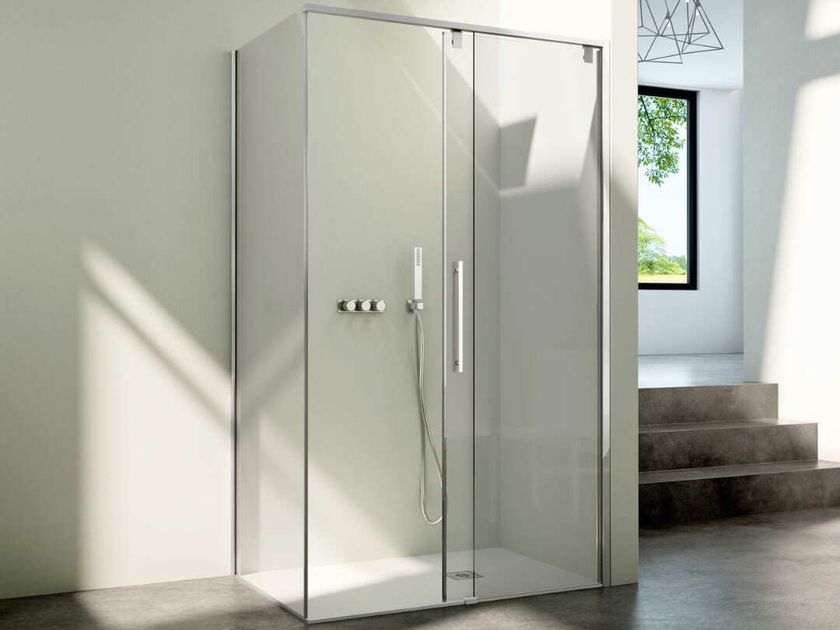 ASIA A.FS+L Box doccia angolare in alluminio e vetro con porta ...