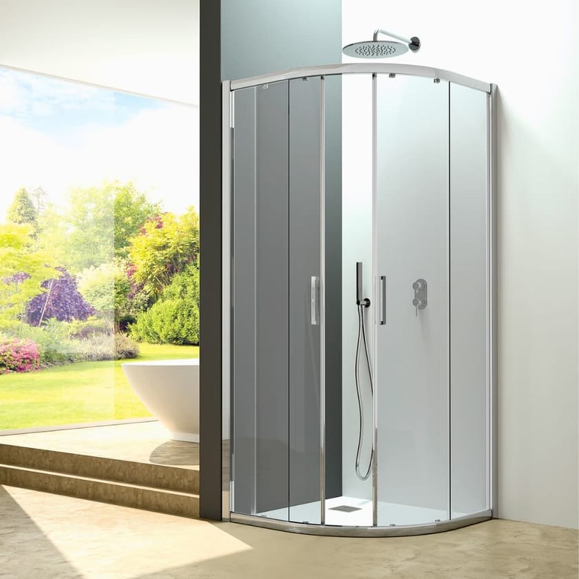 ERICA C.2FS Box doccia semicircolare angolare in alluminio e vetro con ...