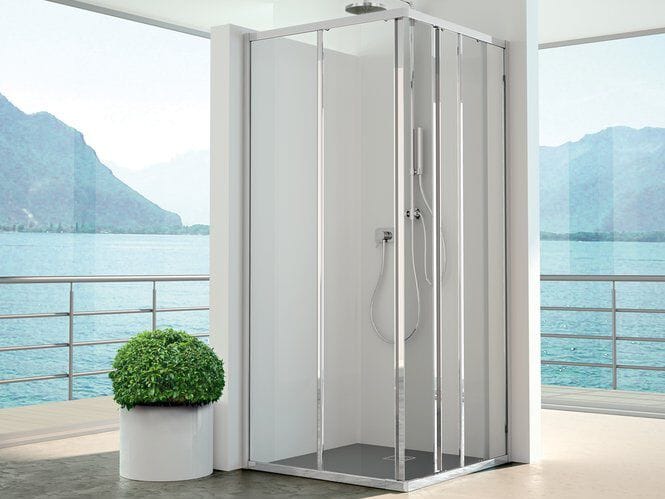 GIADA A.2FS Cabine de duche de canto em alumínio e vidro com porta de ...