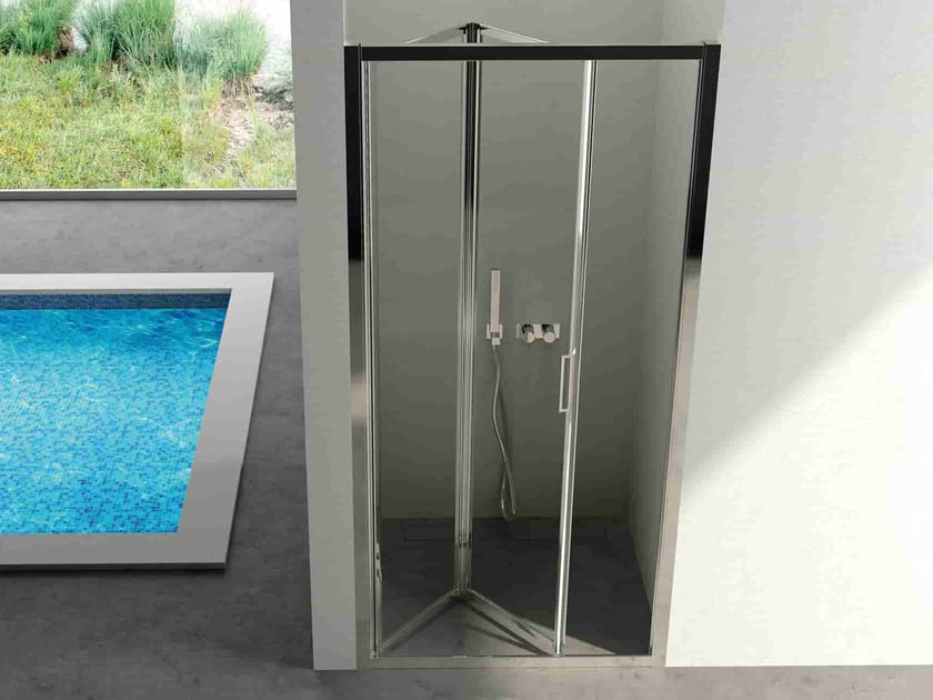 GIULIA N.P Cabine de douche en niche en aluminium et verre à portes ...