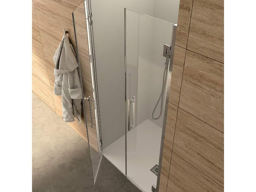 SONIA N.2B Niche glass and steel shower cabin with pivot door By CSA ...