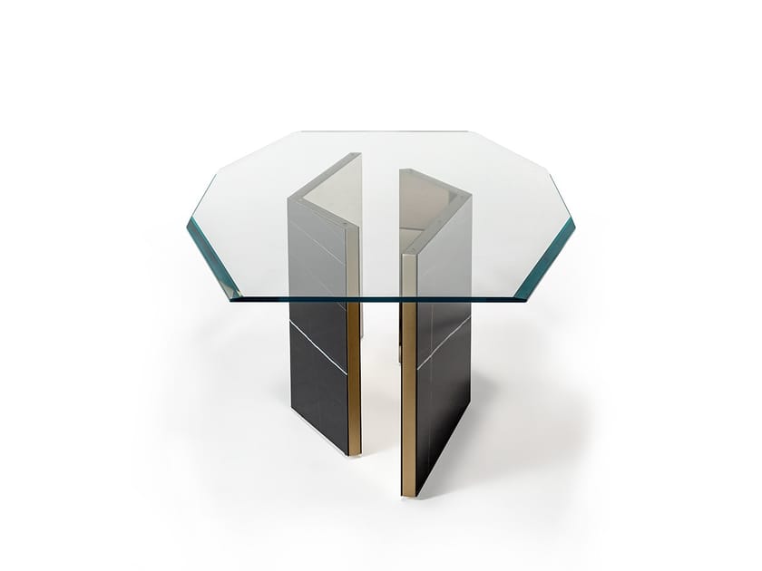 Octagonal glass dining table CUBITUM 72 By Reflex design Riccardo Lucatello