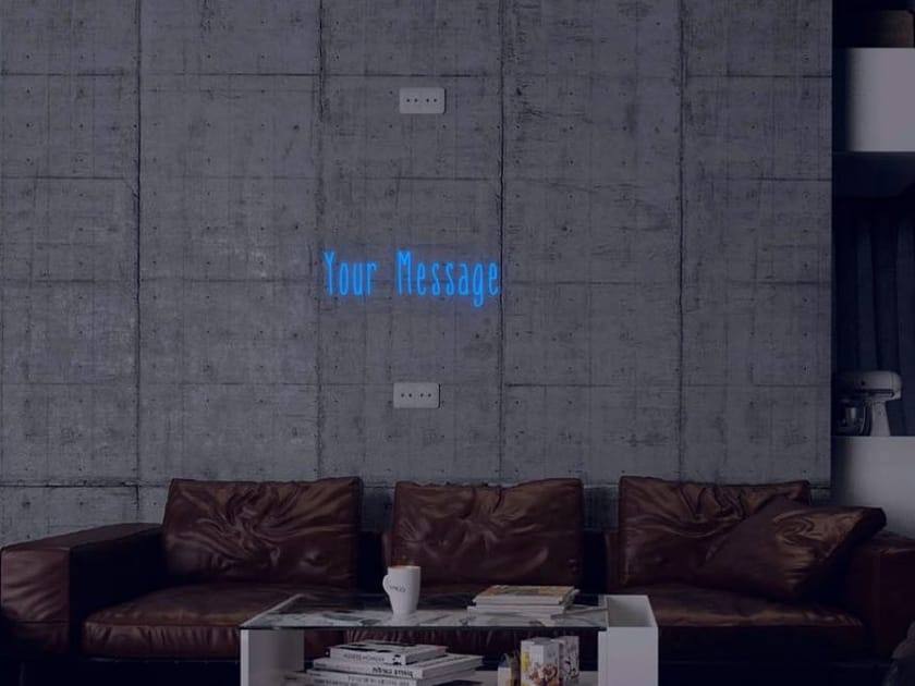 Wall-mounted neon light letters CUSTOMISE By sygns