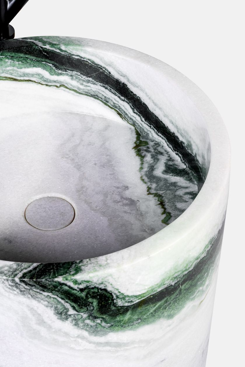 CYLINDRICAL SINK IN PANDA MARBLE Freestanding single washbasin By ...