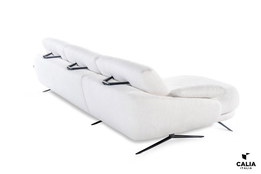 REGAL_E Fabric sofa with chaise longue with headrest By Calia Italia
