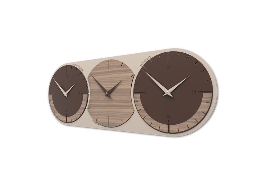 WORLD CLOCK 3 Wall-mounted MDF clock By CalleaDesign