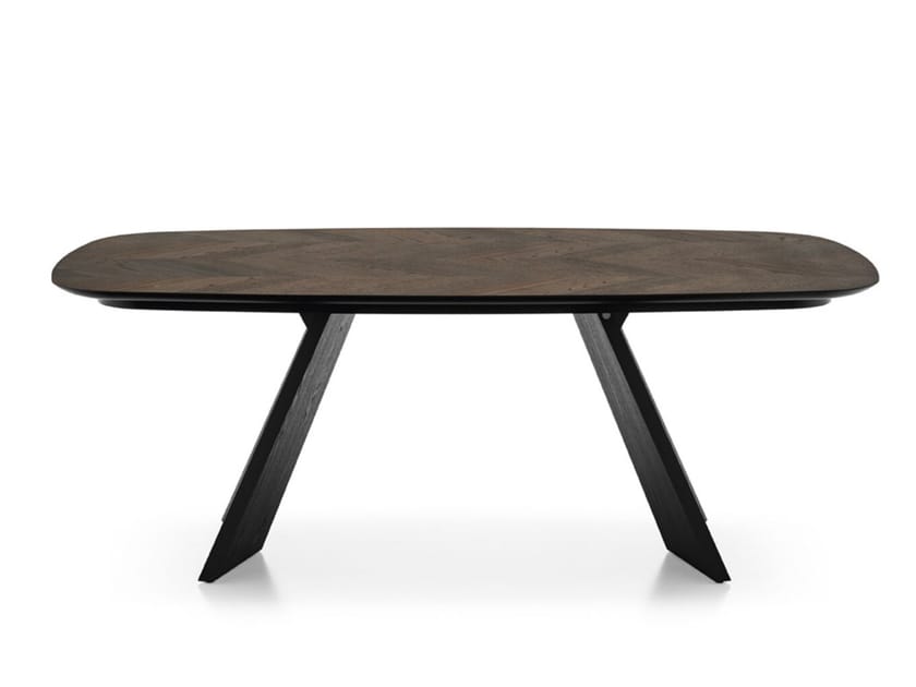 ICARO Barrel-shaped wood veneer table By Calligaris