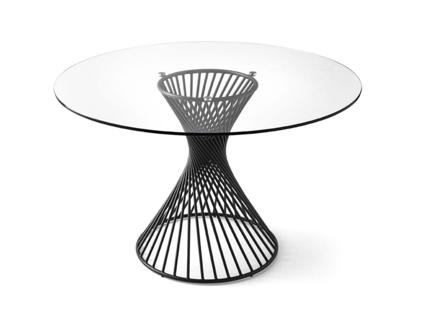 VORTEX Round tempered glass table By Calligaris
