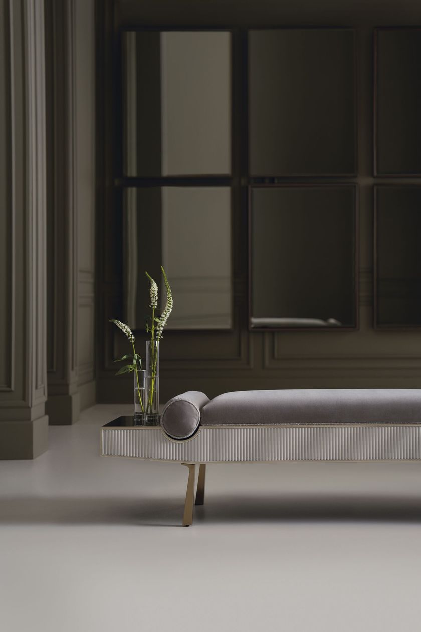 ROLL PLAY Upholstered fabric bench By Caracole