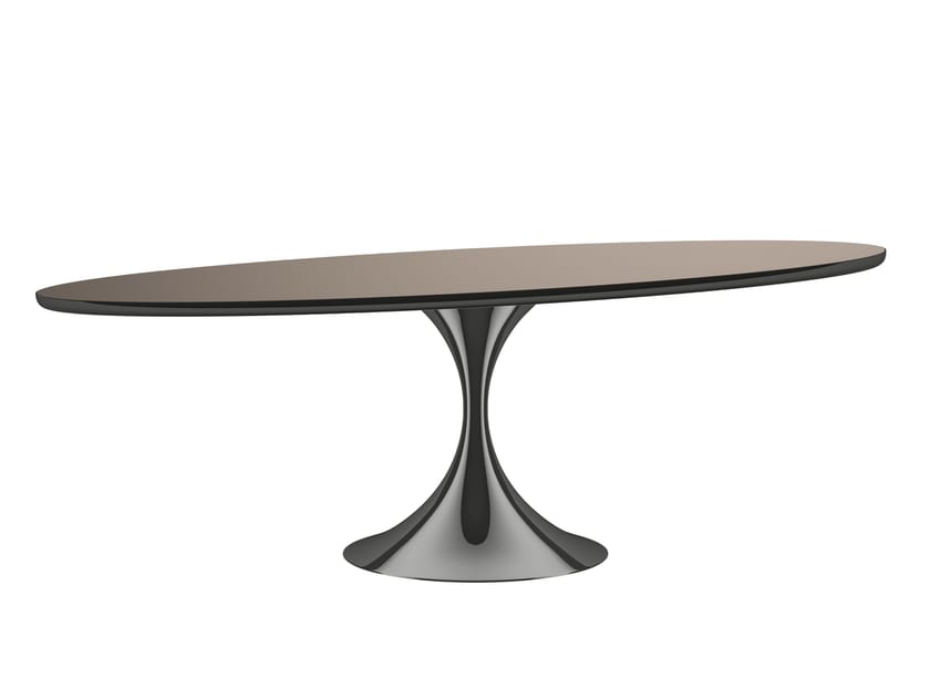 SEMPER Oval mirrored glass dining table By Caracole