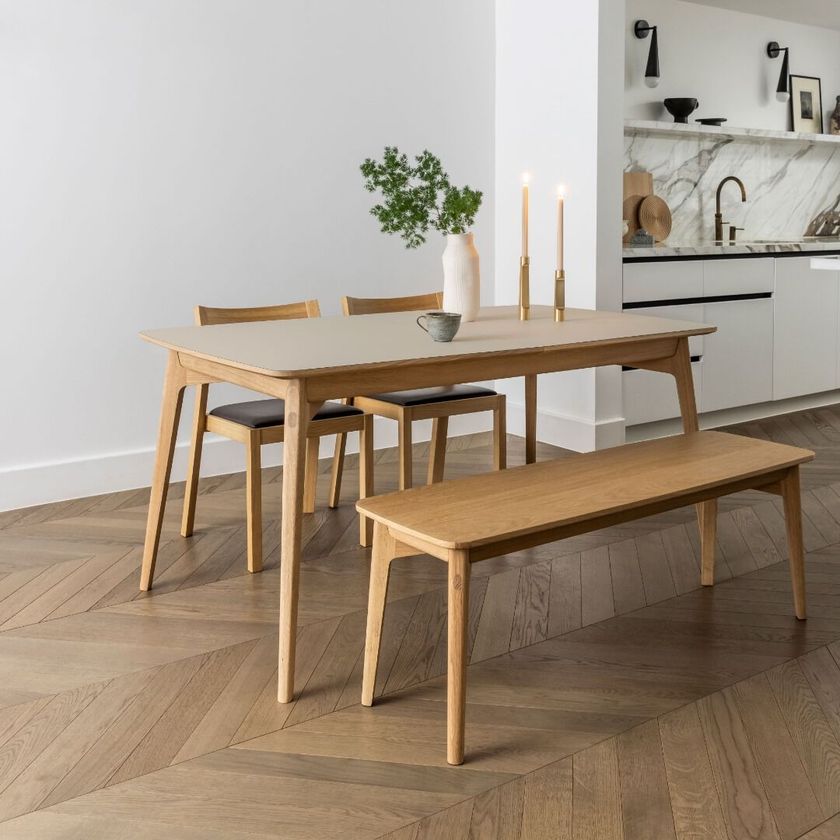 DULWICH Extending rectangular oak table with laminate top By Case ...