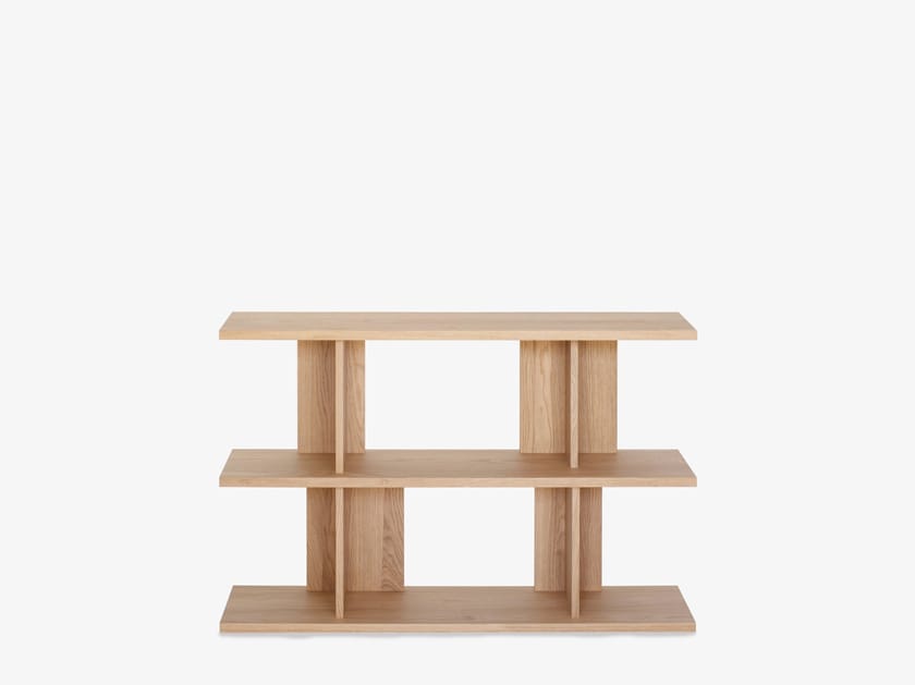 STRATA Open freestanding double-sided oak bookcase By Case