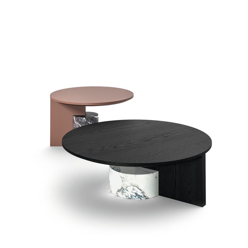 SENGU LOW TABLE Round wooden and marble coffee table By Cassina ...