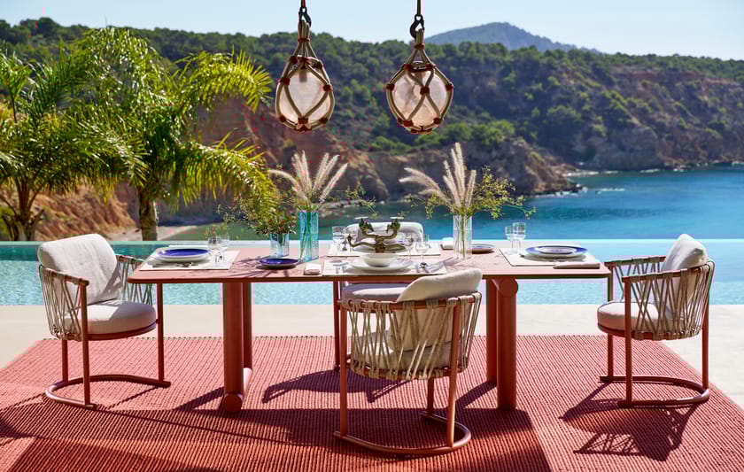 TRAMPOLINE TABLE Powder coated aluminium garden table with cement top ...