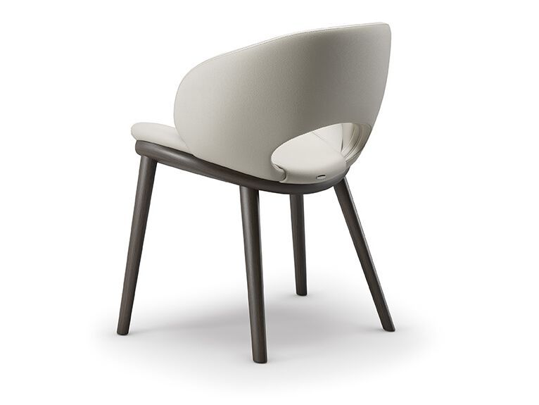MIRANDA WOOD Upholstered leather chair with wooden base By Cattelan Italia