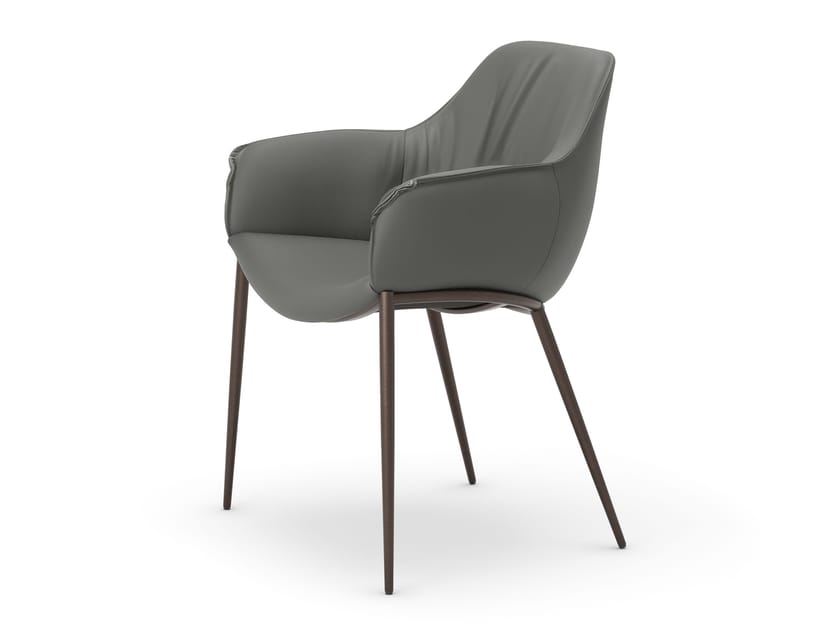 SCARLETT ML Upholstered leather chair with armrests By Cattelan Italia