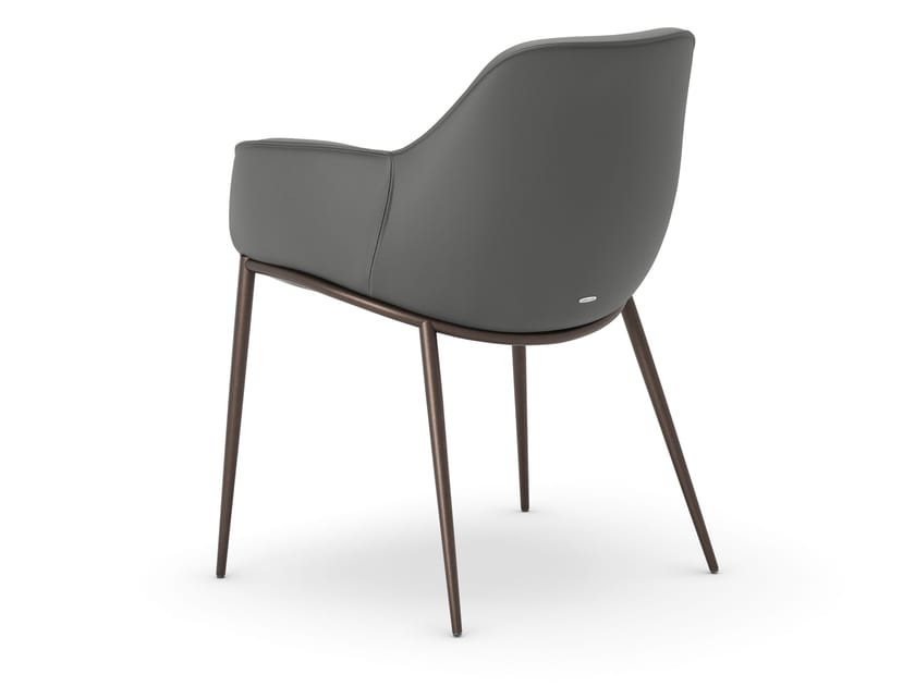 SCARLETT ML Upholstered leather chair with armrests By Cattelan Italia