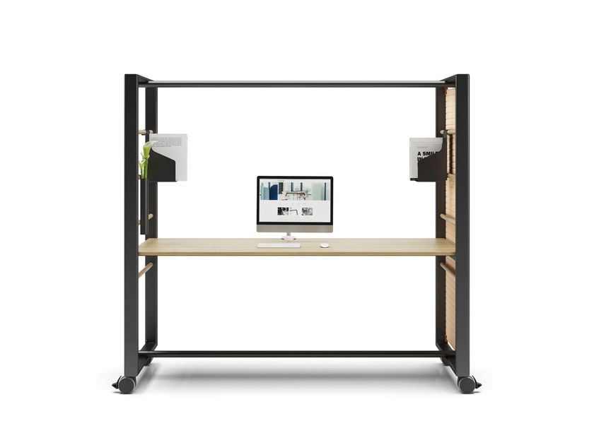 C-BASE Height-adjustable sectional office desk with casters By Cider ...
