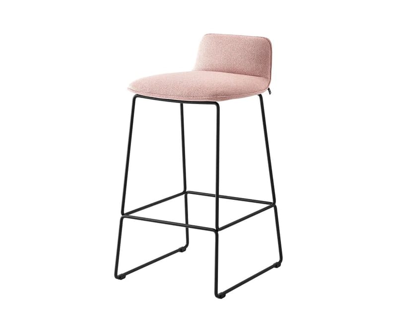 RILEY SOFT Sled base high fabric stool with footrest By Connubia