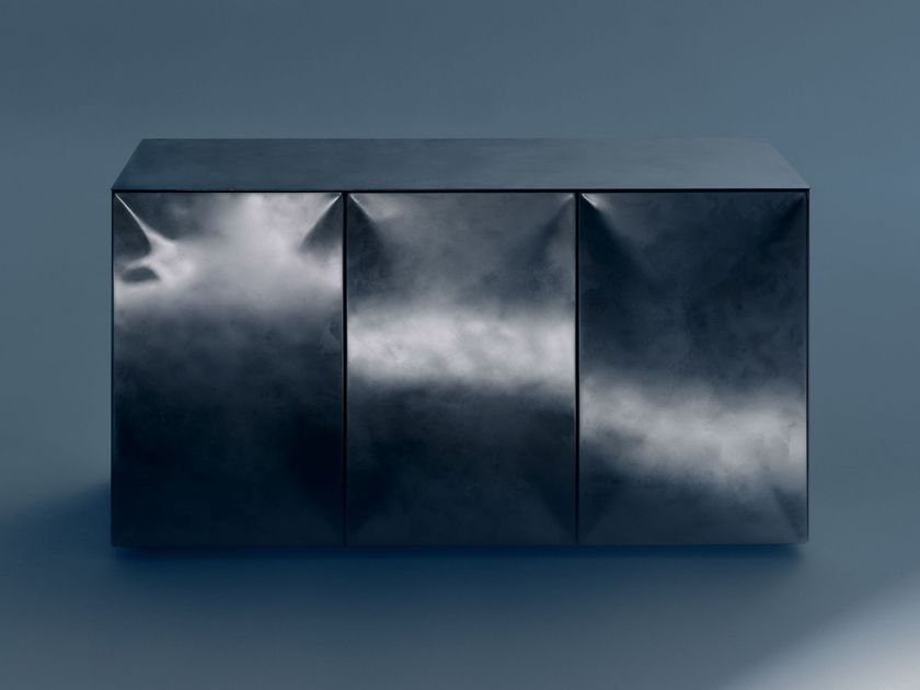 SCULPT - IRIDIUM EDITION Stainless steel sideboard with doors By DE ...