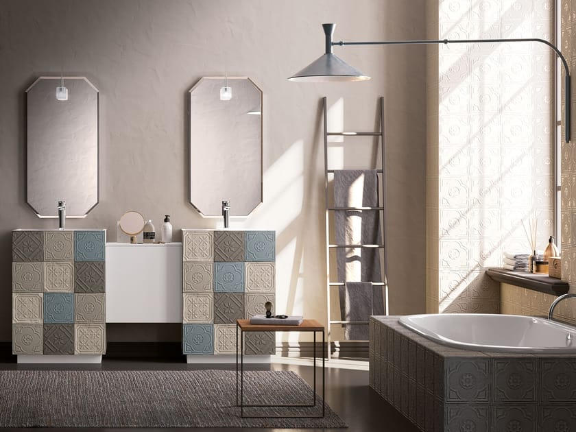 Mobile lavabo da terra in legno con specchio DECÒ 03 Collezione Decò By ...