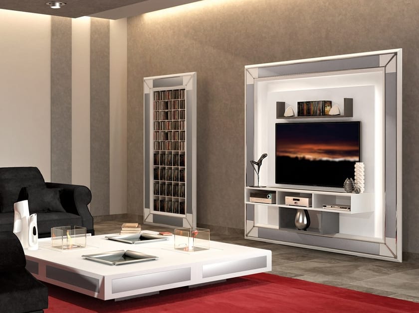 TV wall system with integrated lighting DESIRE THE FRAME By Vismara Design