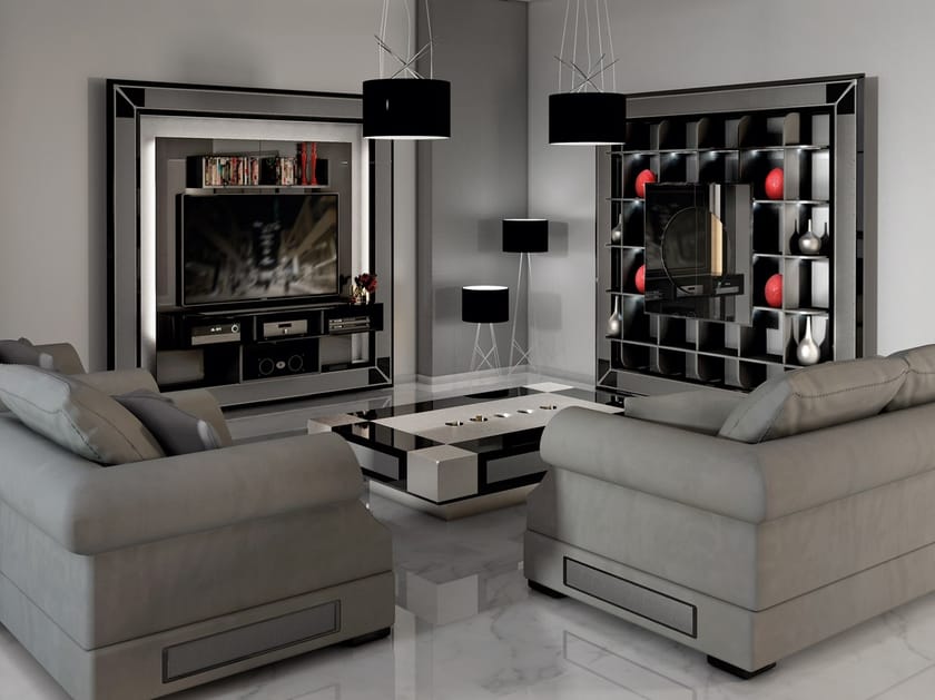 TV wall system with integrated lighting DESIRE THE FRAME By Vismara Design