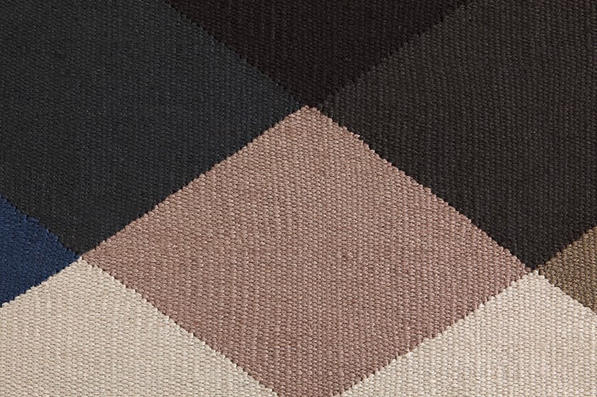 Recycled PET rug with geometric shapes DIAMOND BLUE-BROWN By GAN design ...