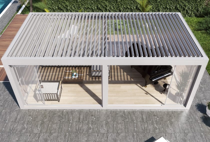 Bioclimatic pergola with tilting blades DIESIS/O AU By DIRELLO