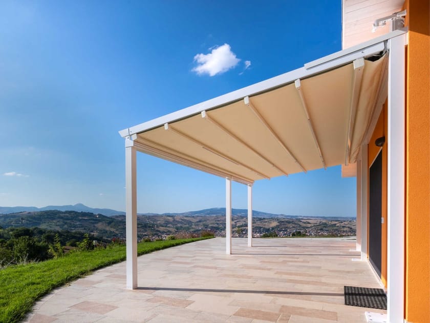 DILETTA Pergotenda autoportante in alluminio e PVC By Belle Pergole